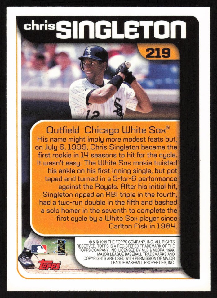 2000 Topps #219 Chris Singleton HL Chicago White Sox Card | eBay