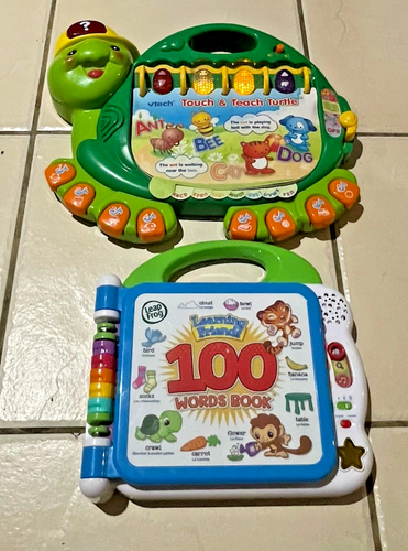 Vtech Touch & Teach Turtle & Leap Frog Learning Friends 100 Words Book ...
