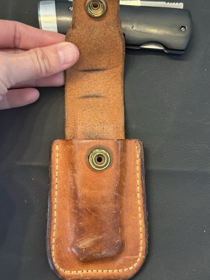 BenchMark Knives Lockback Folding Knife Micarta Handle w/ Leather ...