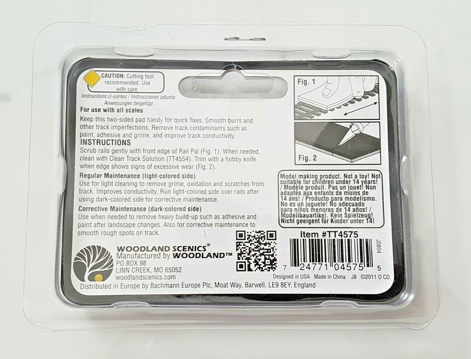 Woodland Scenics Tidy Track Rail Pal 2 Sided Track Cleaning Pad Item TT ...
