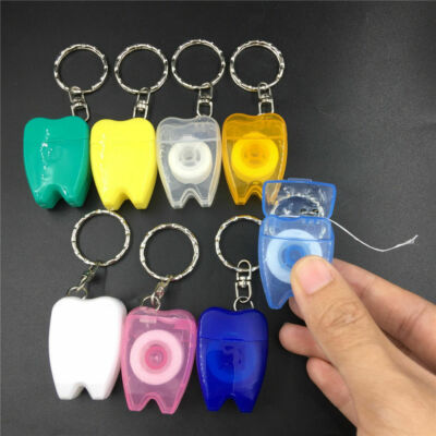 10Pcs Dental 15 Meters Floss Teeth Cleaning Key Ring Keychain Portable ...