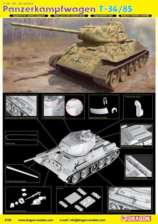 DRAGON 6759 1/35 Panzerkampfwagen T-34/85 (No.112 Factory, 1944 ...