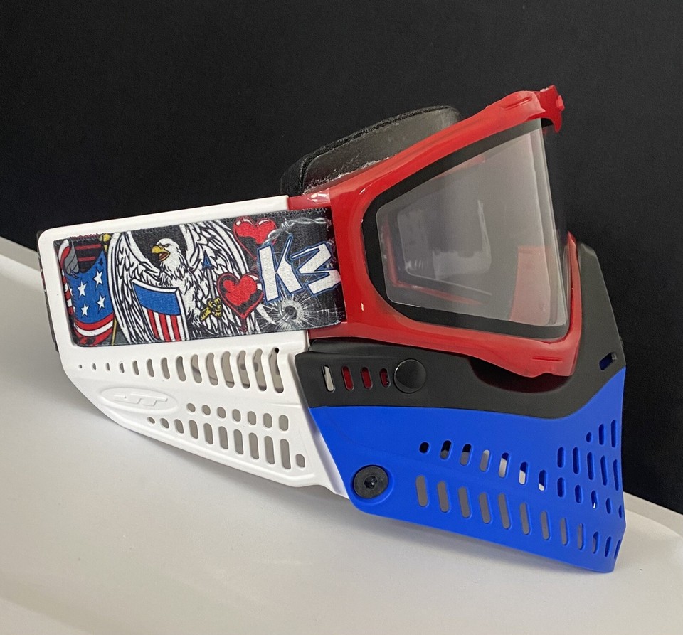 NEW JT Proflex USA Red Ice Frame Blue Black White Revo Ear Paintball ...