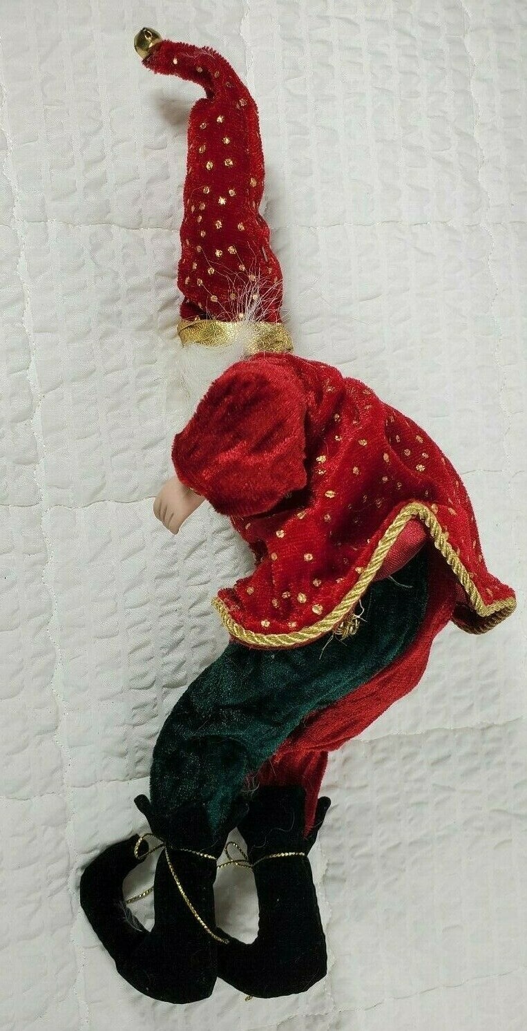 VTG Posable Santa Claus Christmas Figure 14” Christmas Decor Red/ Green ...