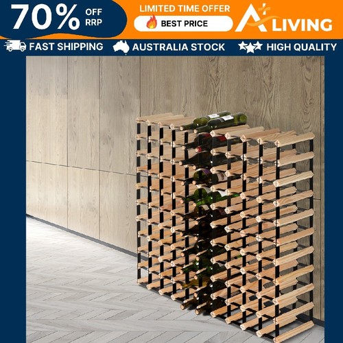 110 Bottle Timber Wine Rack Solid Pine Steel Frame Space Saving ...