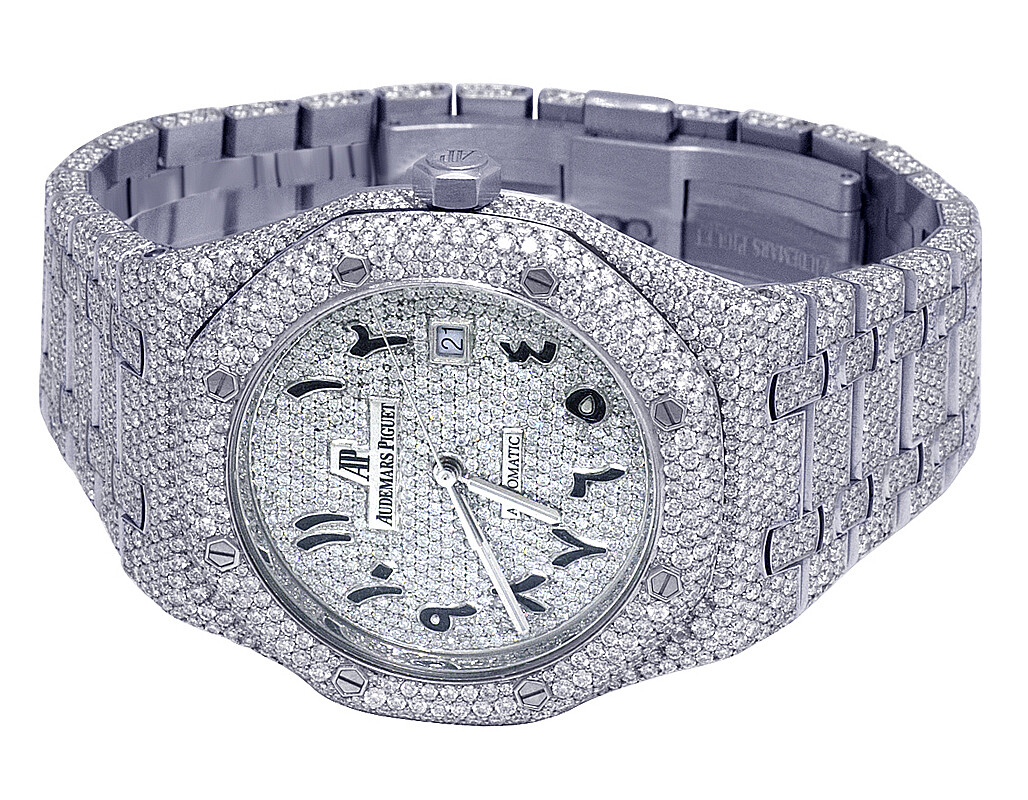 Mens Audemars Piguet Royal Oak 41MM Steel VS Arabic Dial Diamond Watch ...