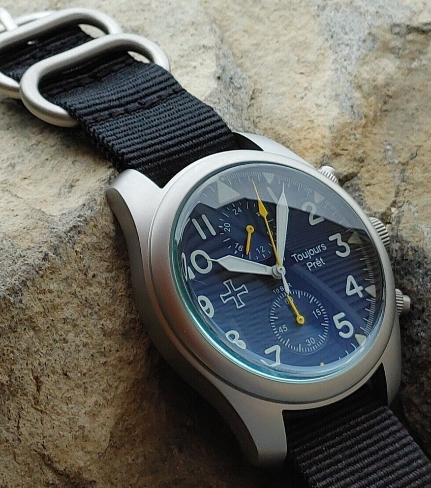Toujours Pret GMT military field watch. Blasted stainless steel - Blue ...