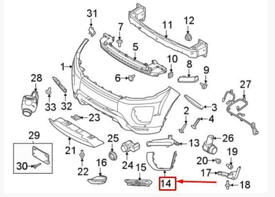 LR Range Rover Evoque L538 Front Bumper Right Trim Bezel LR079389 ...