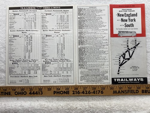 1960 Trailways Bus Timetable New England NY Transit Schedule Vtg | eBay