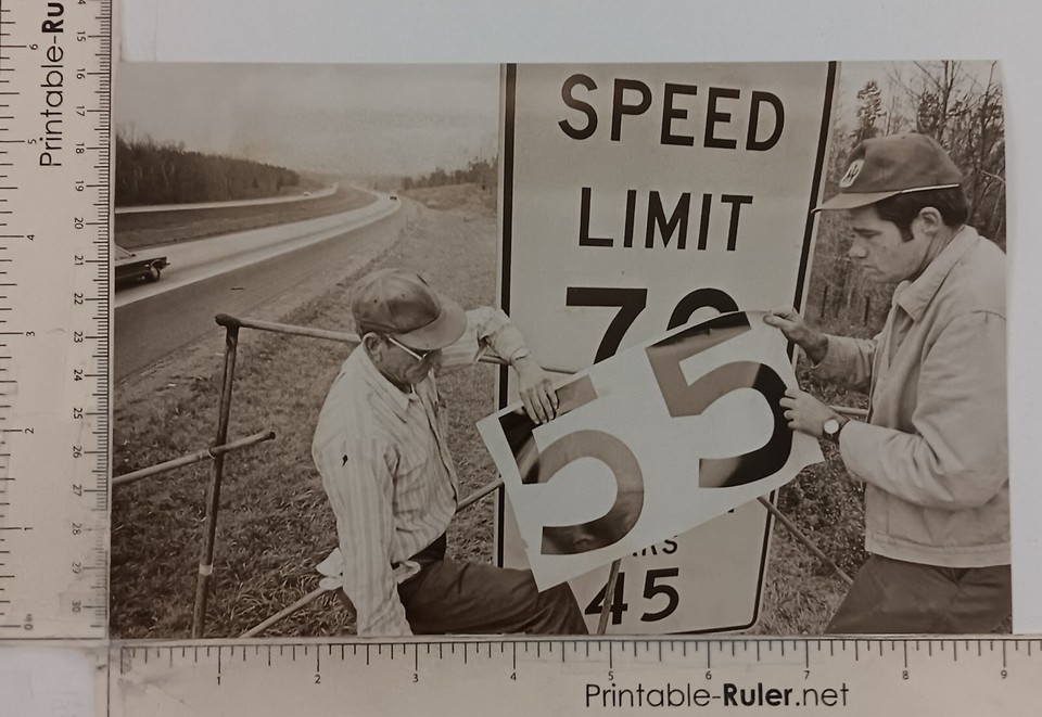 1973 Concord NC I-85 Interstate Speed Limit Change Sign Vintage Press ...