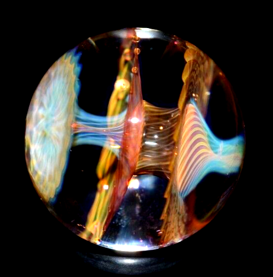 RYAN WHITMORE GLASS MARBLE/1.162"-DELICATE 3 LAYER BEAUTY-TANGERINE ...