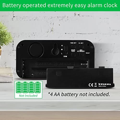 KWANWA Alarm Clock Wall Clock Battery Operated Clock Adjustable 3-Level ...