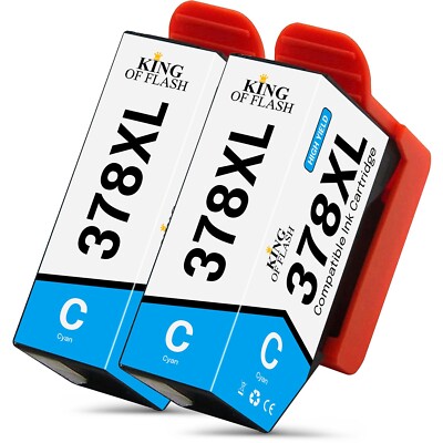 2 Cyan 378XL Ink Compatible For Epson XP-8000 XP-8500 XP-8505 XP-8600 ...