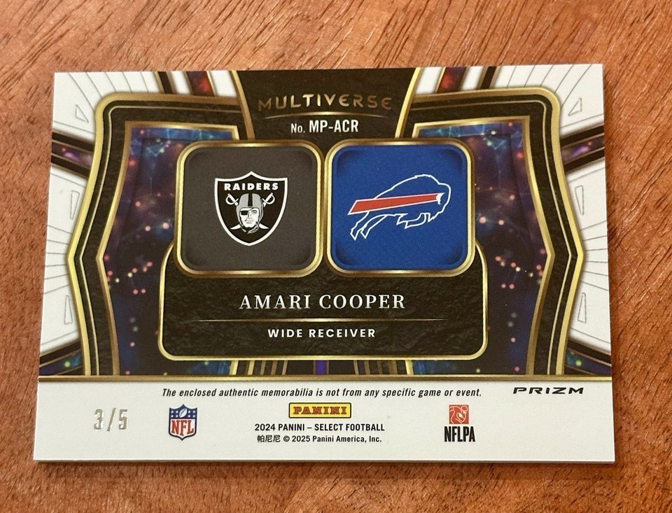 2024 Panini Select Amari Cooper Multiverse Patches Green Prizm /5 SSP ...
