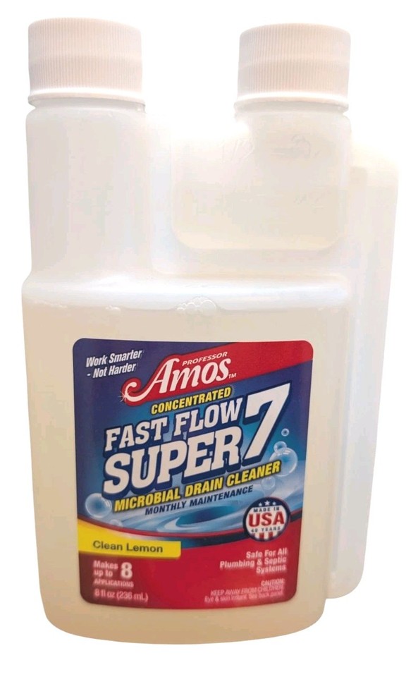 Professor Amos' Fast Flow Super 7 Microbial Drain Cleaner Clean Lemon 8 ...