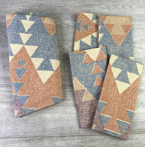 Handmade 80” Round Tablecloth & 4 Matching 18.5" Napkins Aztec Design ...