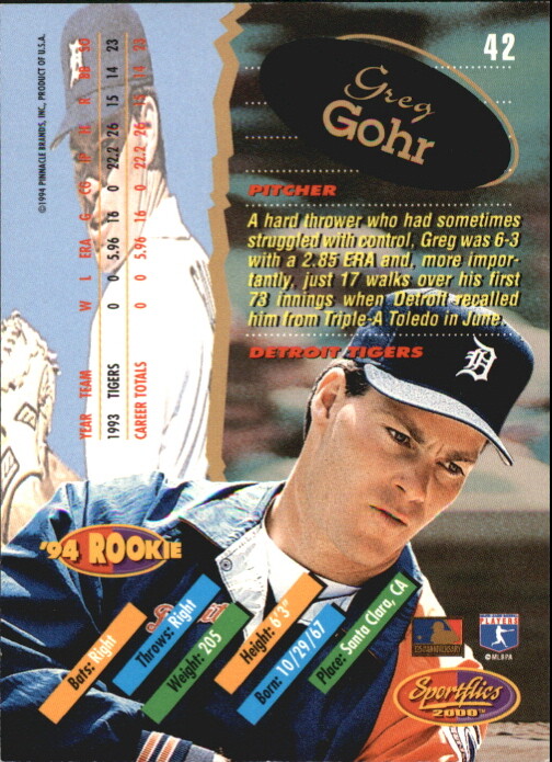 1994 Sportflics Rookie/Traded Artist's Proofs #42 Greg Gohr - NM-MT | eBay