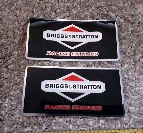 Lot of 2 Briggs & Stratton Racing Engines Decals Stickers Black Chrome ...