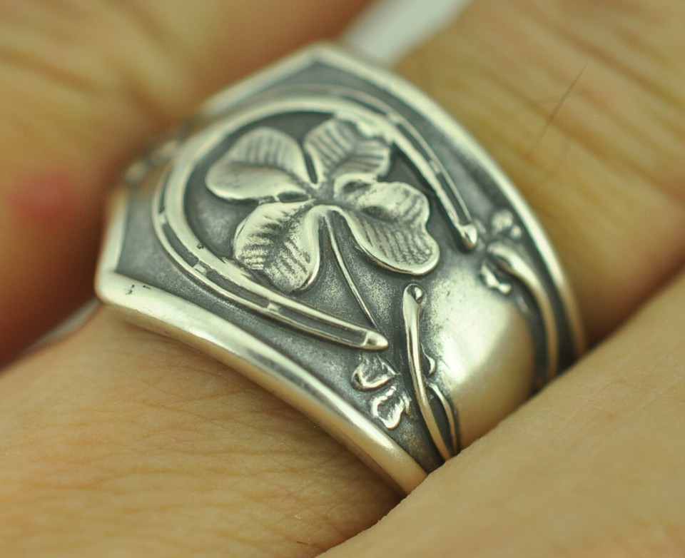925 Sterling Silver Four-Leaf Clover Shamrock Good luck Adjustable ...