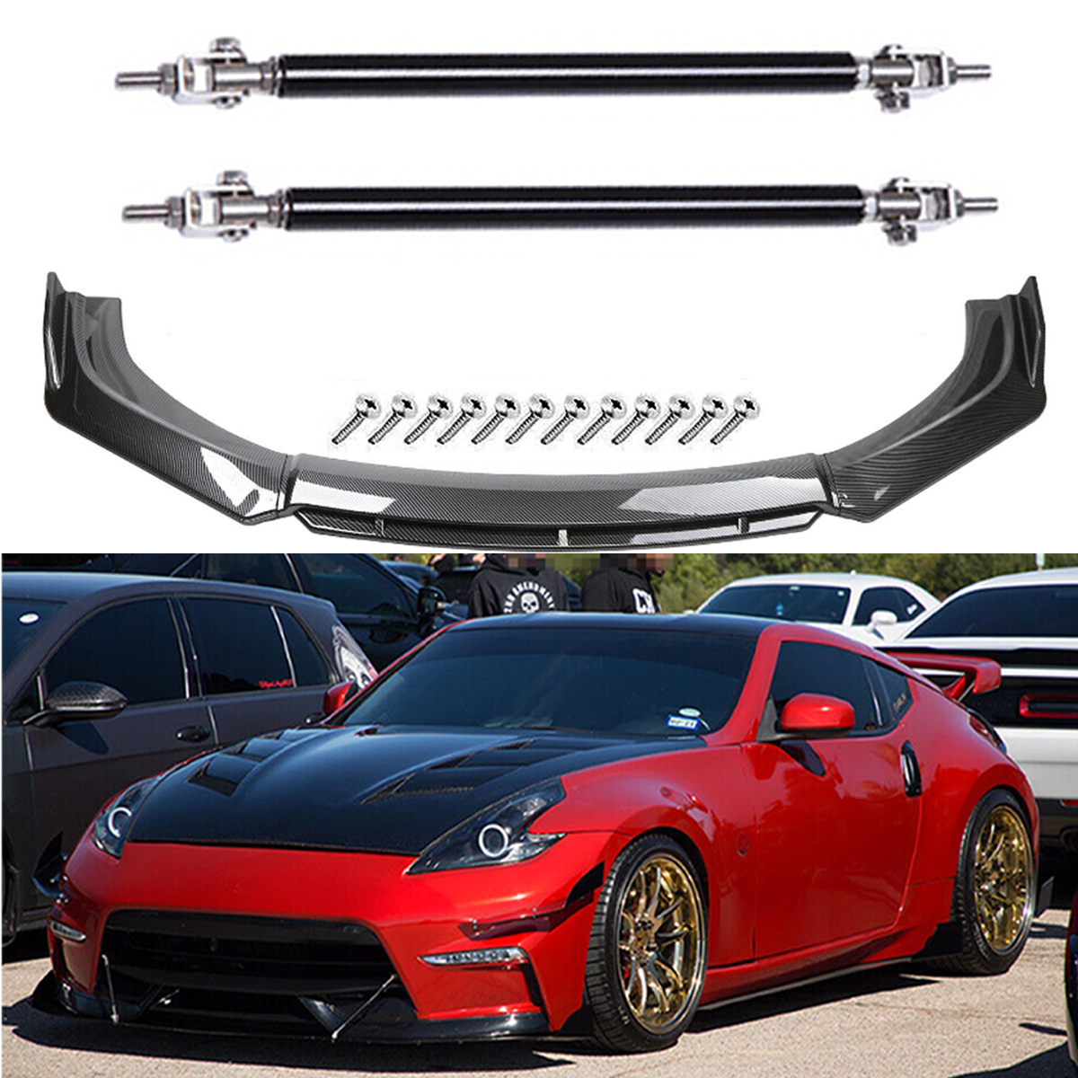 For Nissan 370Z 350Z Front Bumper Lip Splitter Spoiler Carbon Fiber ...