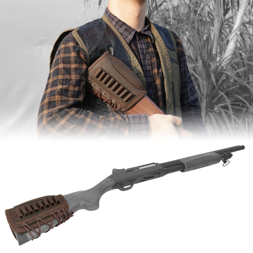 Tourbon Leather Shooting Cheek Riser Pad Ammo Pouch Holder Rifle ...