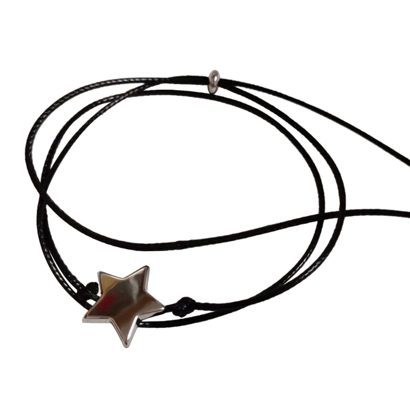 Metal Star Pendant Necklace Adjustable Drawstring Necklace Sweet Cool ...