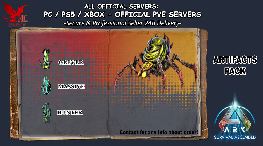 Ark Survival Ascended PC/PS5/XBOX Official PVE - Full ARTIFACT SET for ...