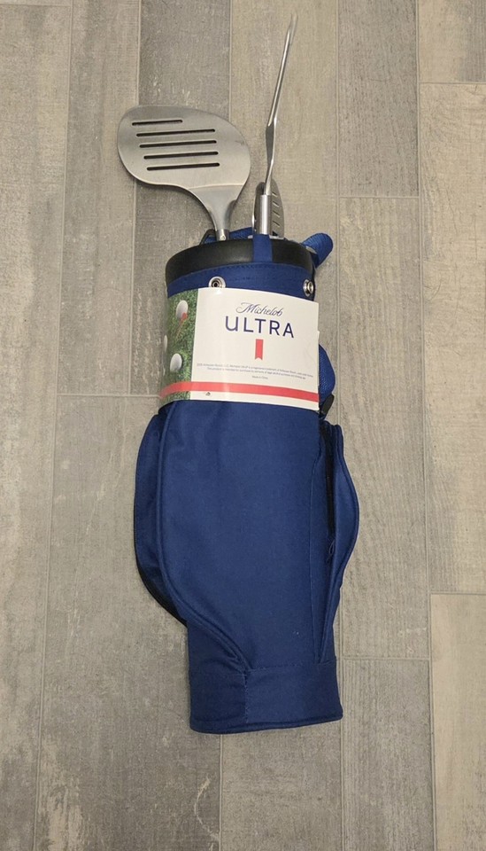 Michelob Ultra Mini Golf Bag BBQ Grill Tool Set Spatula Tongs Fork New ...