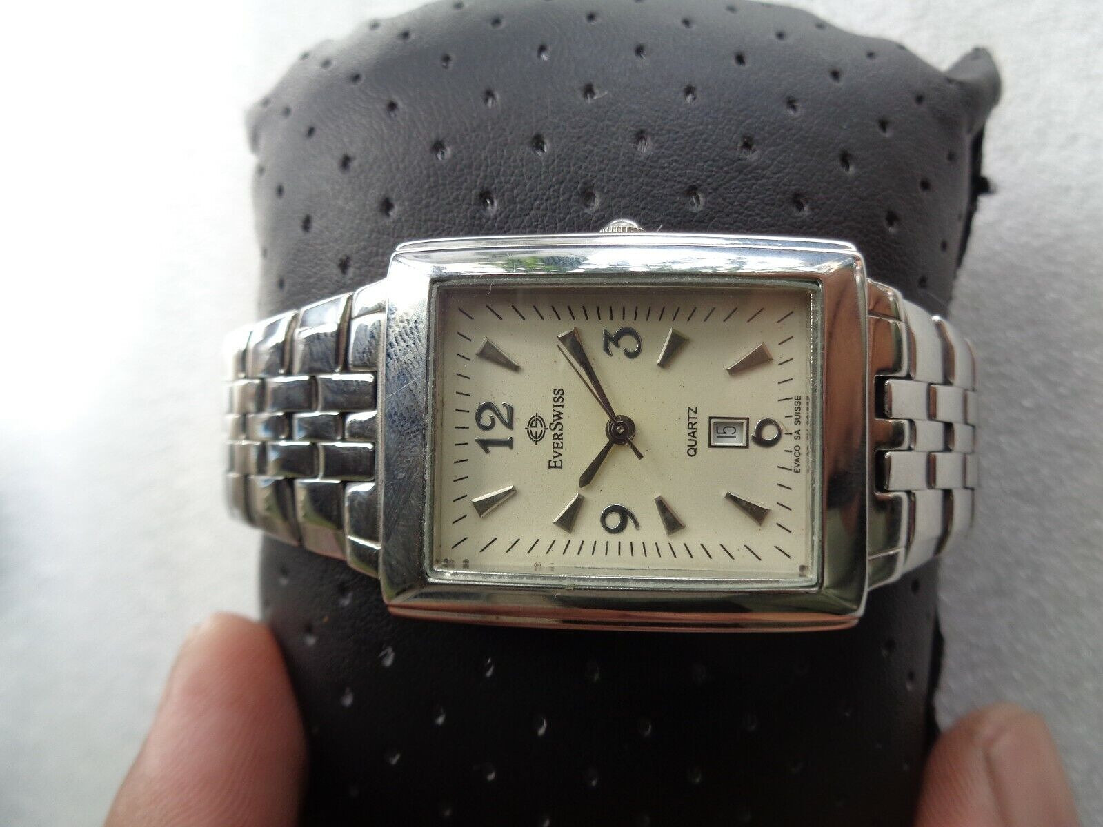 RARE VTG ARABIC INDEX CREAM DIAL RECTANGLE CURVED EVE… - Gem