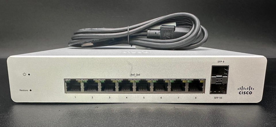Cisco MerakI (MS220-8P) 8-Ports Desktop Ethernet Switch W/ Power Cable ...