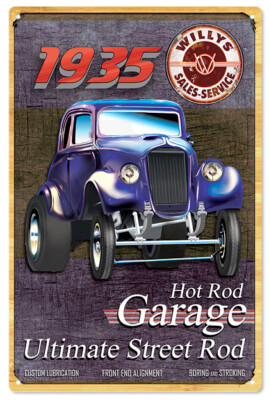 Vintage Style Metal Sign 1935 Willys Sales And Service 12 x18 | eBay