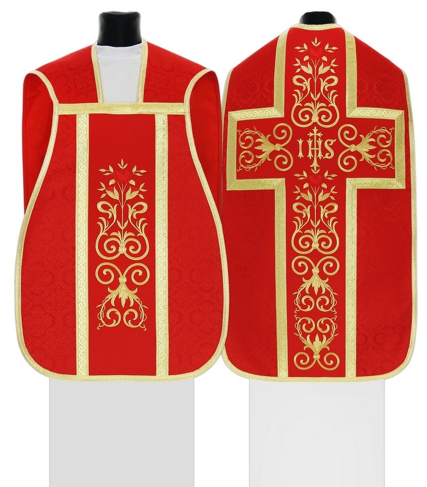 Red Fiddleback Roman Chasuble with stole R694-C25 Vestment Casulla Roja ...
