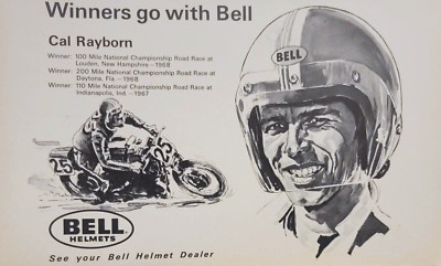 1968 Bell Motorcycle Helmets Original Print Ad Champion Cal Rayborn | eBay