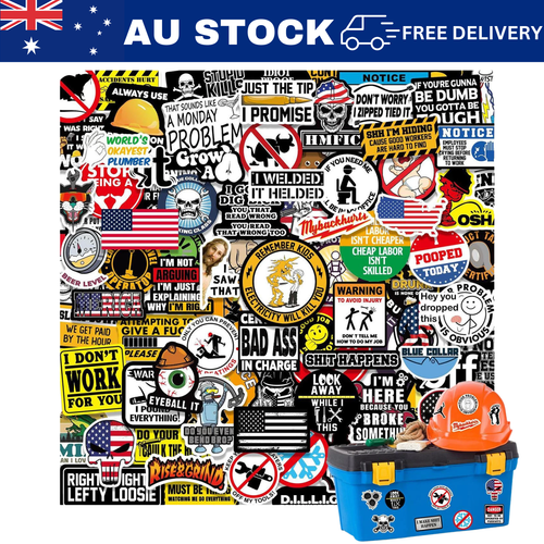 150 PCS Hard Hat Stickers Funny Blue Collar Prank Meme Vinyl Waterproof ...