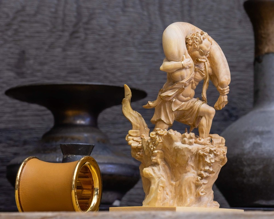 Fujin Wind God Japanese Buddhist Statue Tsuge Wood 9.5cm from Japan | eBay