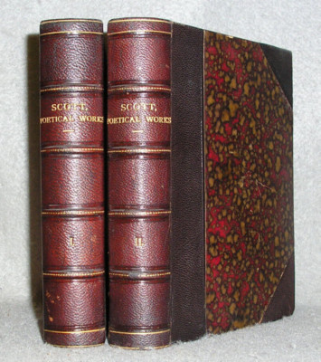 Antique Sir Walter Scott Books Poetical Works Decorative Leather ...