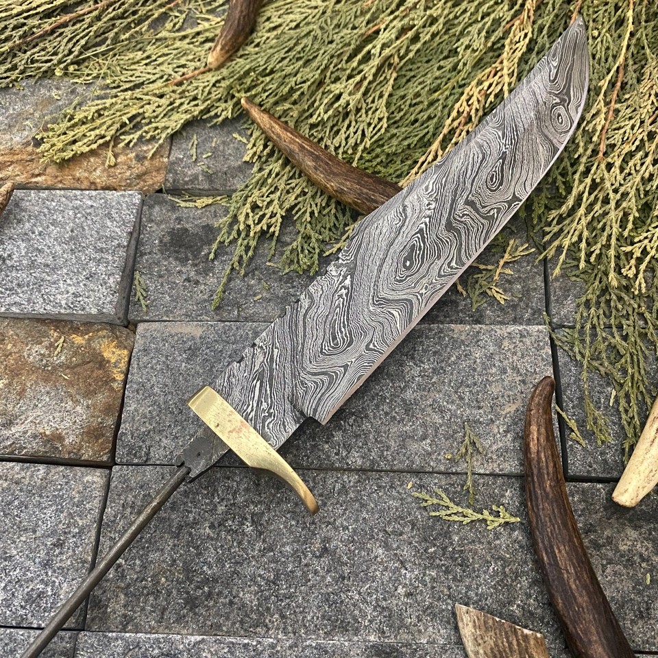 SHARD BLADE CUSTOM HAND FORGED DAMASCUS STEEL BOWIE BLANK BLADE HUNTING ...