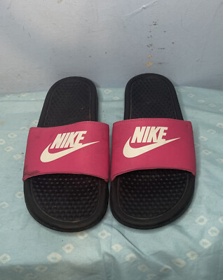 Nike Hydro Slides Sandals Youth Size 5Y Pink Black 555742-600 Girls | eBay