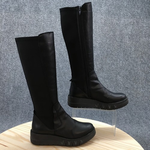 Miz Mooz Boots Womens 37 Lucky Tall Riding Black Leather Pull On Knee ...