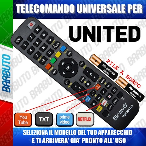 Telecomando UNITED selezionare il modello del tuo TV | eBay