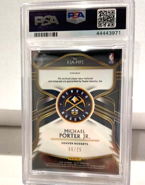 Michael Porter Jr /25 PSA9 Auto Autograph ROOKIE RC Jersey Patch PANINI ...