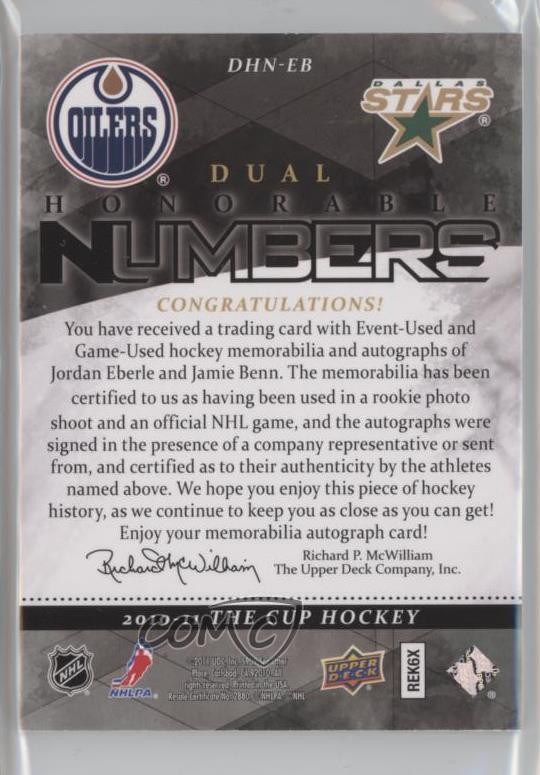 2010 The Cup /14 Jordan Eberle Jamie Benn #DHN-EB RPA Rookie Dual Patch ...