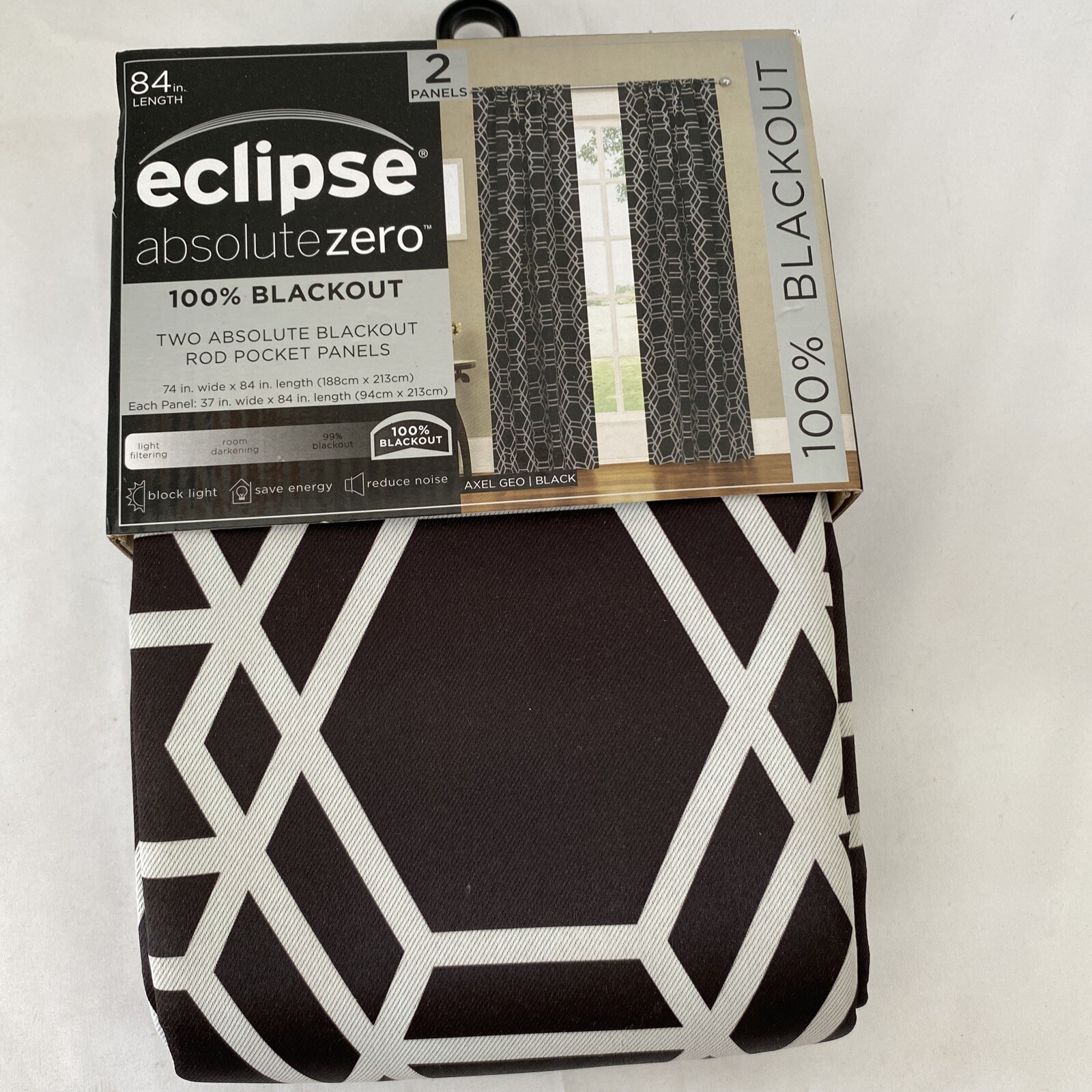 Eclipse Absolute Zero 100% Blackout 74”W 84” L Curtains 2 Panels Axel ...