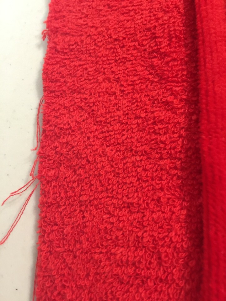 Vintage Double-Faced Velour Terry Cloth True Red Reversible Fabric 24 x ...