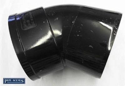 Solvent 110mm Soil Pipe Offset Bend 45° Single Socket - Black Glued ABS ...