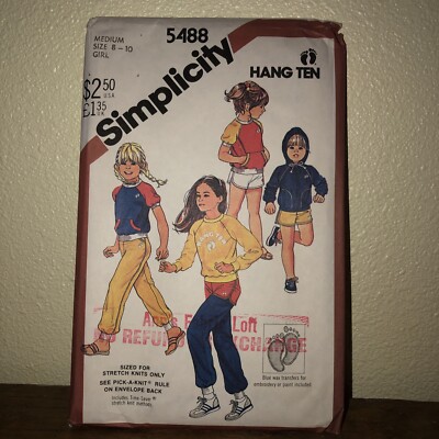 Simplicity Pattern 5488 Size 8-10 Pants Shorts Sweatshirt Top Jacket | eBay
