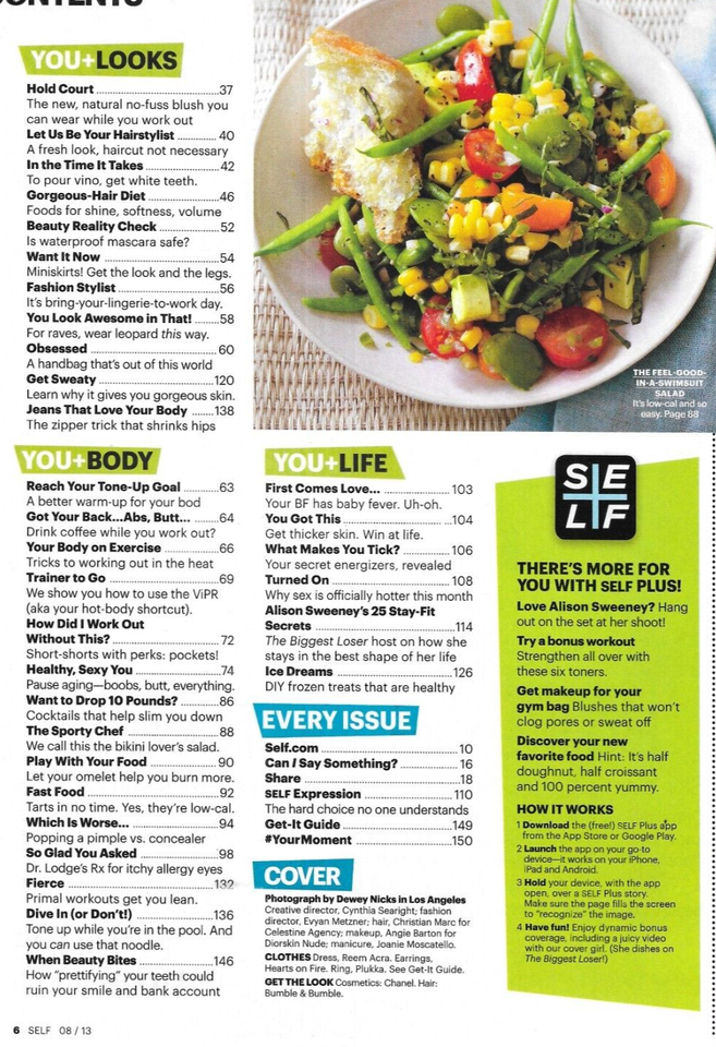 Self Magazine Alison Sweeney Weight Loss No Gym Workout Summer Recipes ...