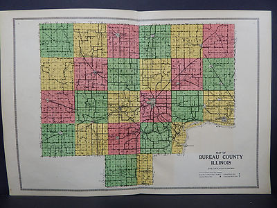 Illinois, Bureau County Map, 1916 W16#86 | eBay