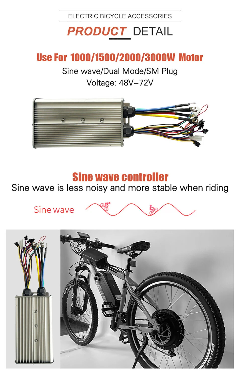 E-bike Controller 48V-72V 60A Ebike Sine Wave Dual Mode Controller ...