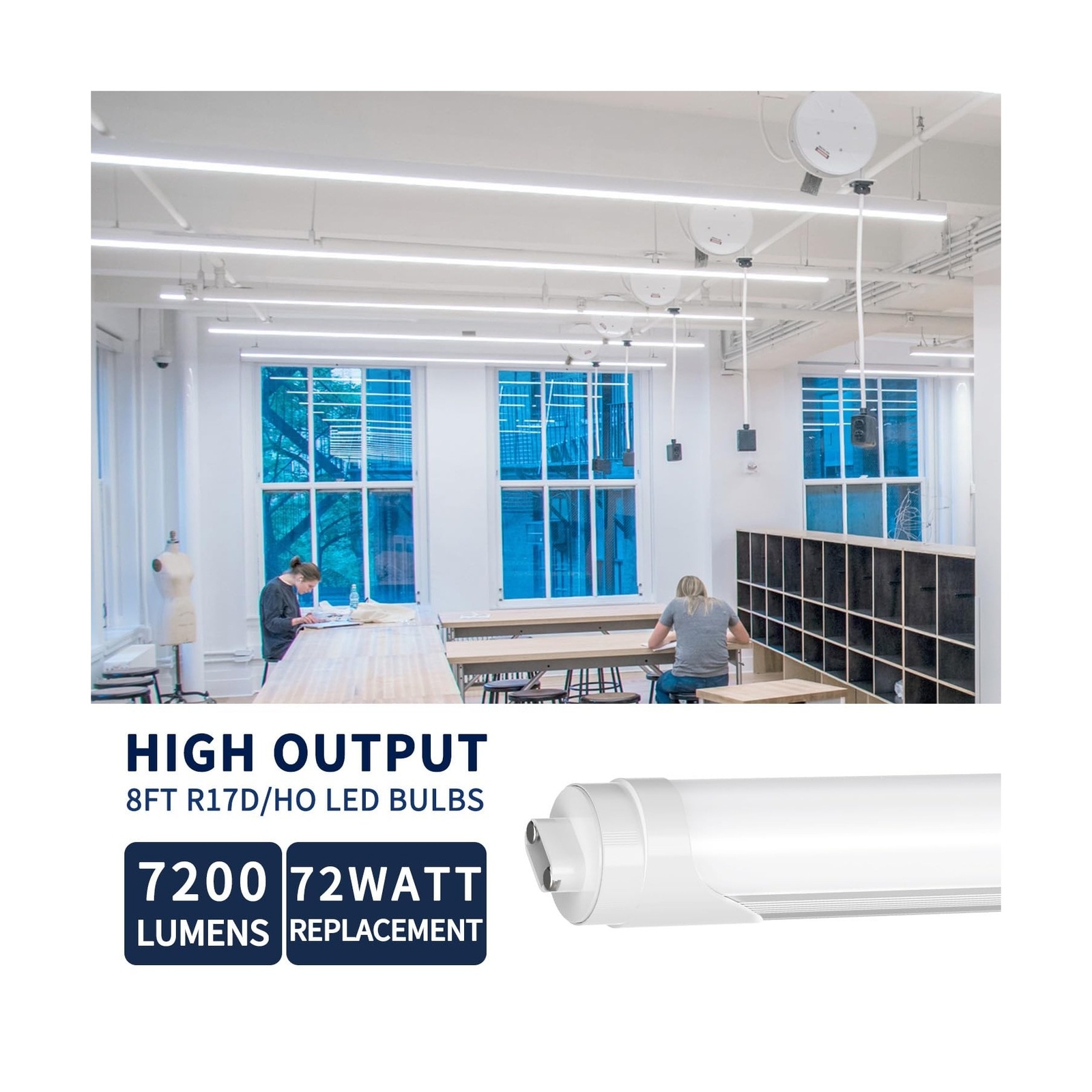 JESLED R17D/HO 8FT LED Bulbs, Rotate Tube Light Bulb 8 Foot, 5000K ...